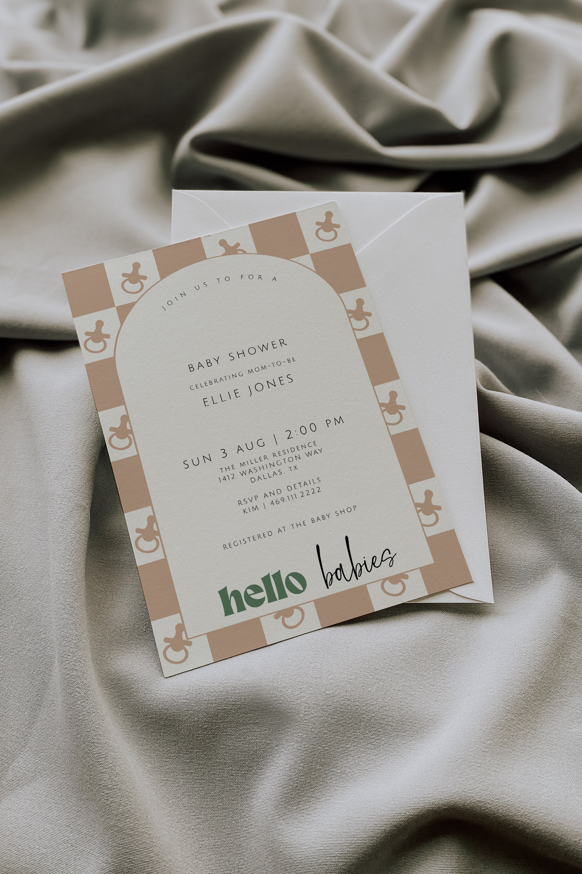 Checkerboard Twins Baby Shower Invitation Suite Template, Oh Babies ...