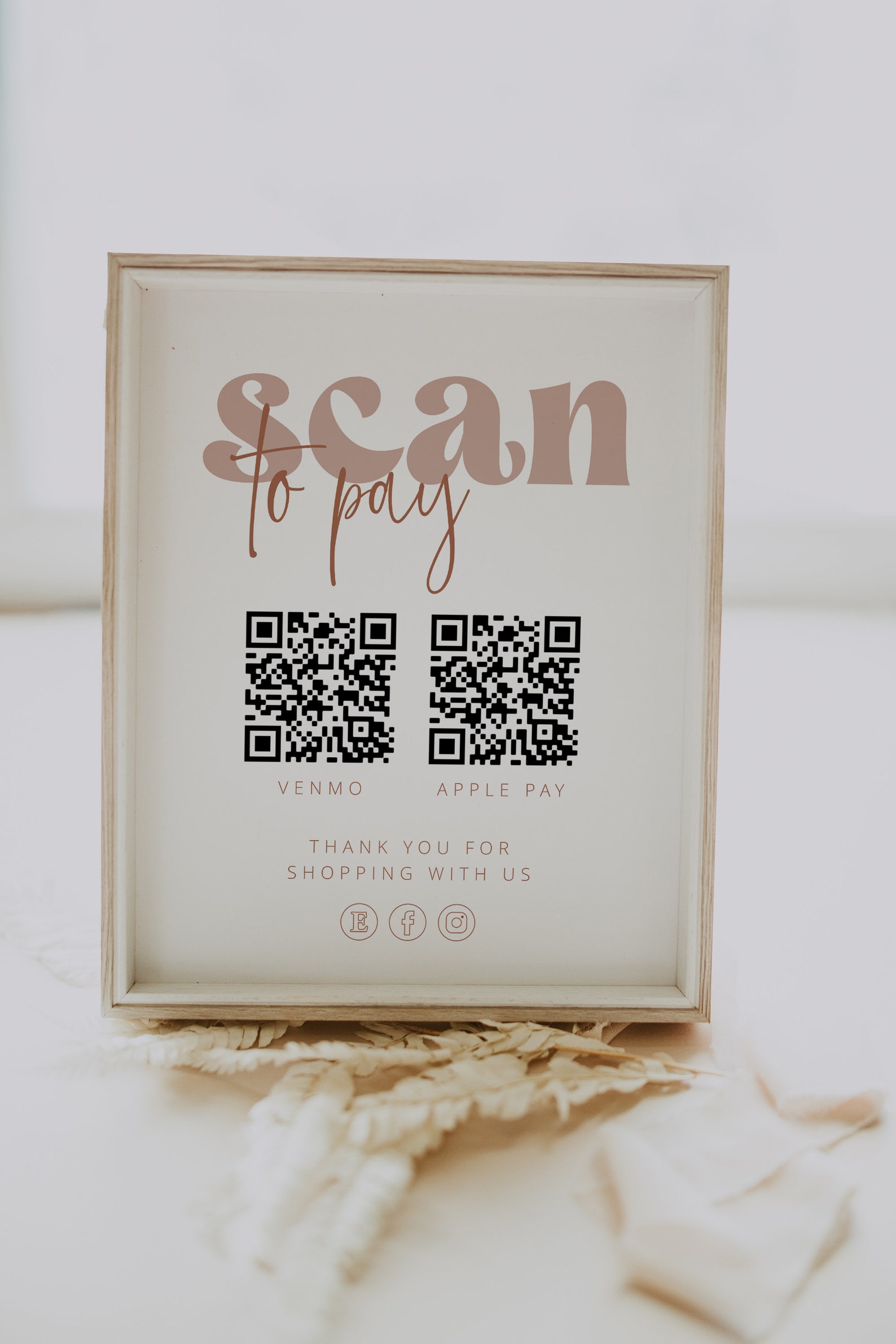 ARABELLA Scan to Pay Sign Template, Retro Small Business Sign, Editable ...