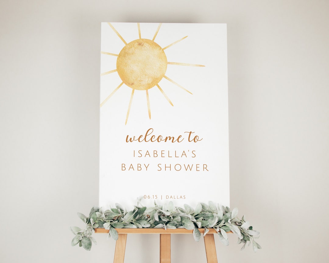 Sunshine Welcome Sign Template, Sunshine Baby Shower Welcome Sign ...