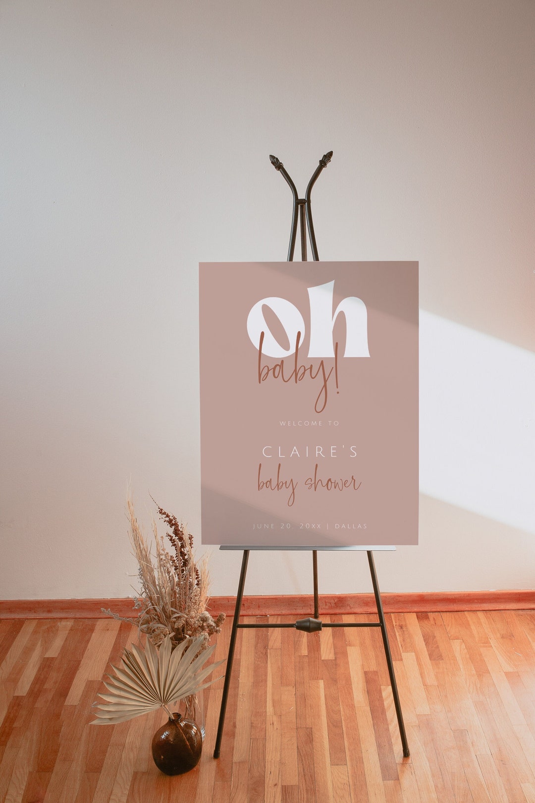 ARABELLA Retro Baby Shower Sign Template, Baby Shower Welcome Sign ...