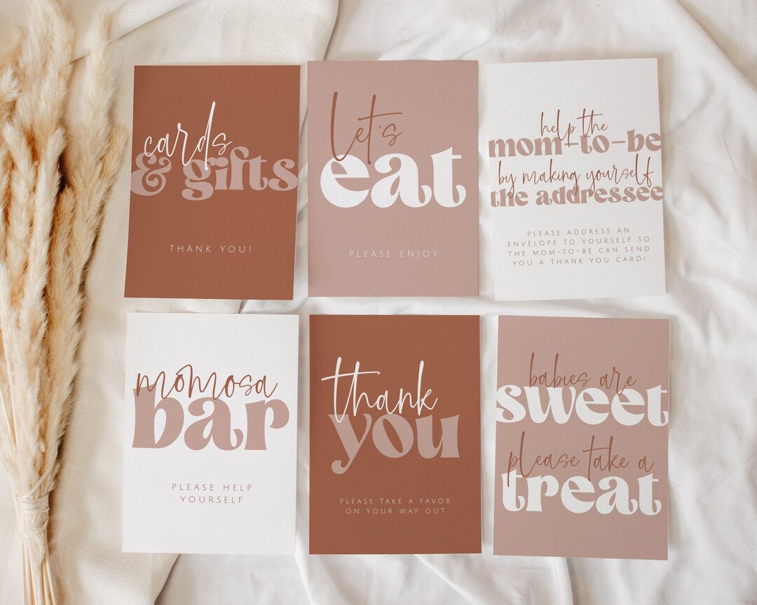 ARABELLA Retro Baby Shower Signs, Printable Baby Shower Signs, Dusty ...