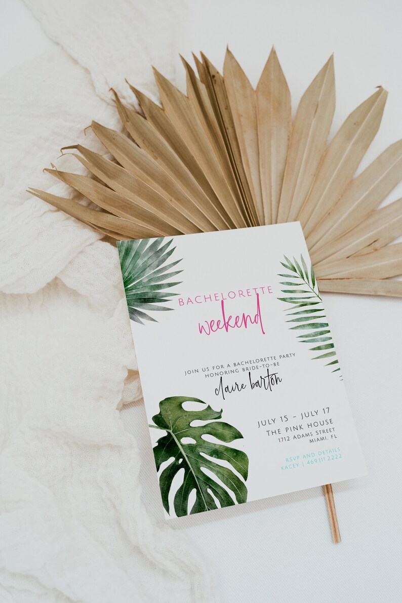 ALANI Tropical Bachelorette Invitation & Itinerary Template - Etsy