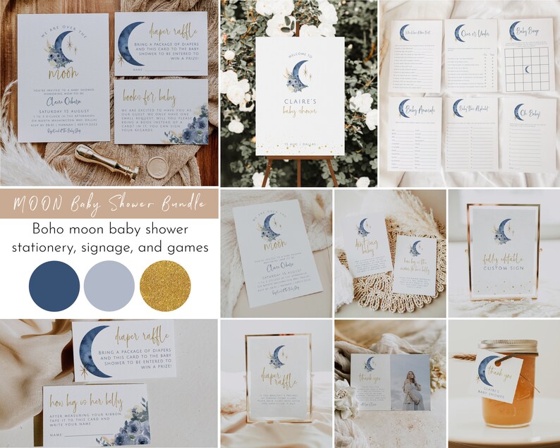 Moon Welcome Sign Template Baby Shower Welcome Sign Boho | Etsy