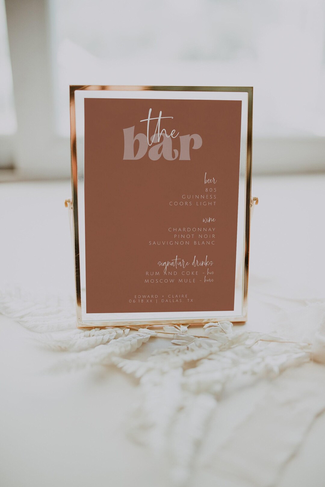 ARABELLA Retro Bar Menu Template, Wedding Drink Sign, Signature Drink ...