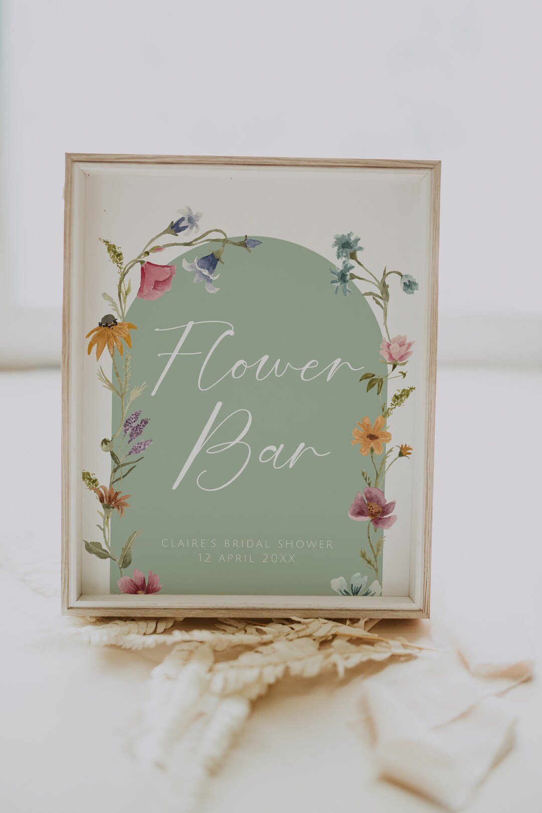 FLORA Flower Bar Sign Template, Bouquet Bar Sign, Wildflower Bridal ...