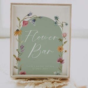 FLORA Flower Bar Sign Template, Bouquet Bar Sign, Wildflower Bridal ...