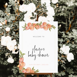 Peach Welcome Sign Template, Peaches Baby Shower Welcome Sign, Summer ...