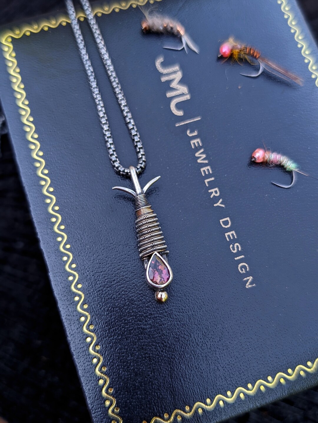 Tourmaline Nymph in Sterling Silver & 14k Gold Wire Wrapped Pendant Fly ...