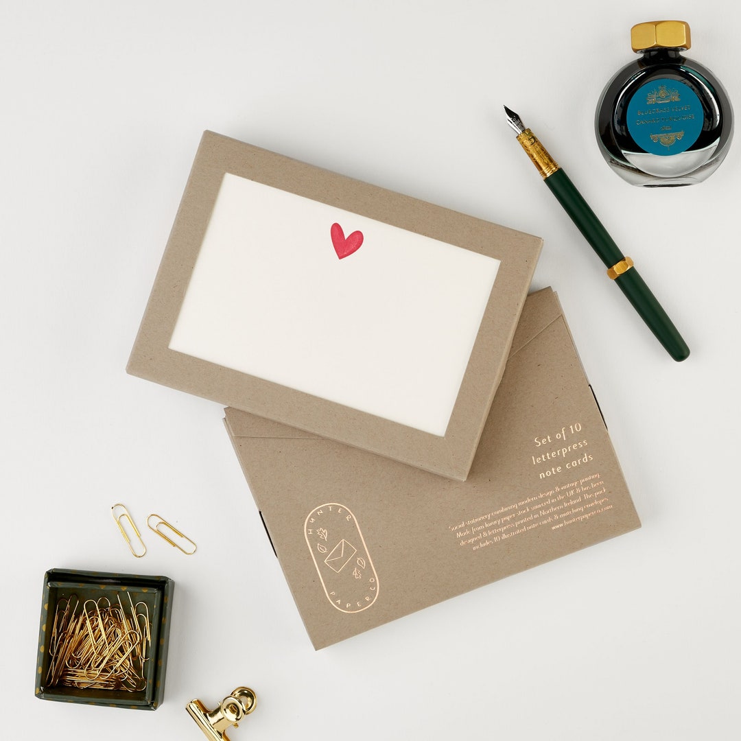 Heart Notecard Set of 10 Note Cards - Etsy