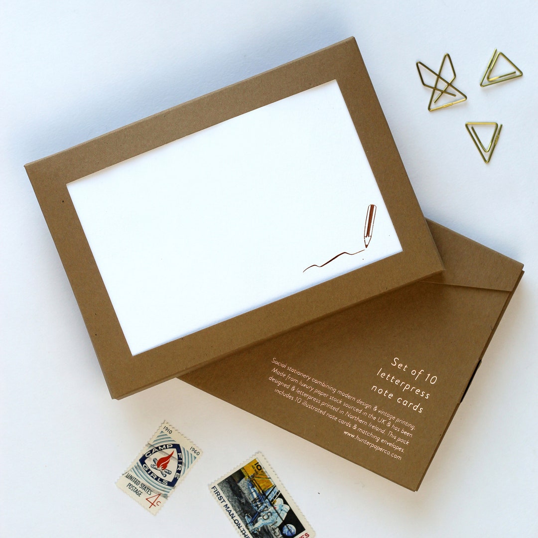 Pencil Notecard Set of 10 Note Cards - Etsy