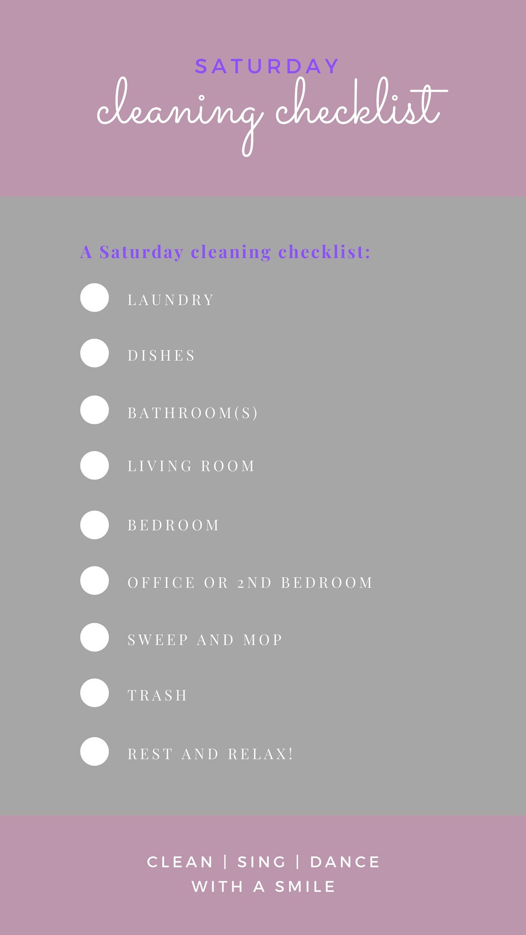 Saturday Cleaning Checklist (pink) - Etsy