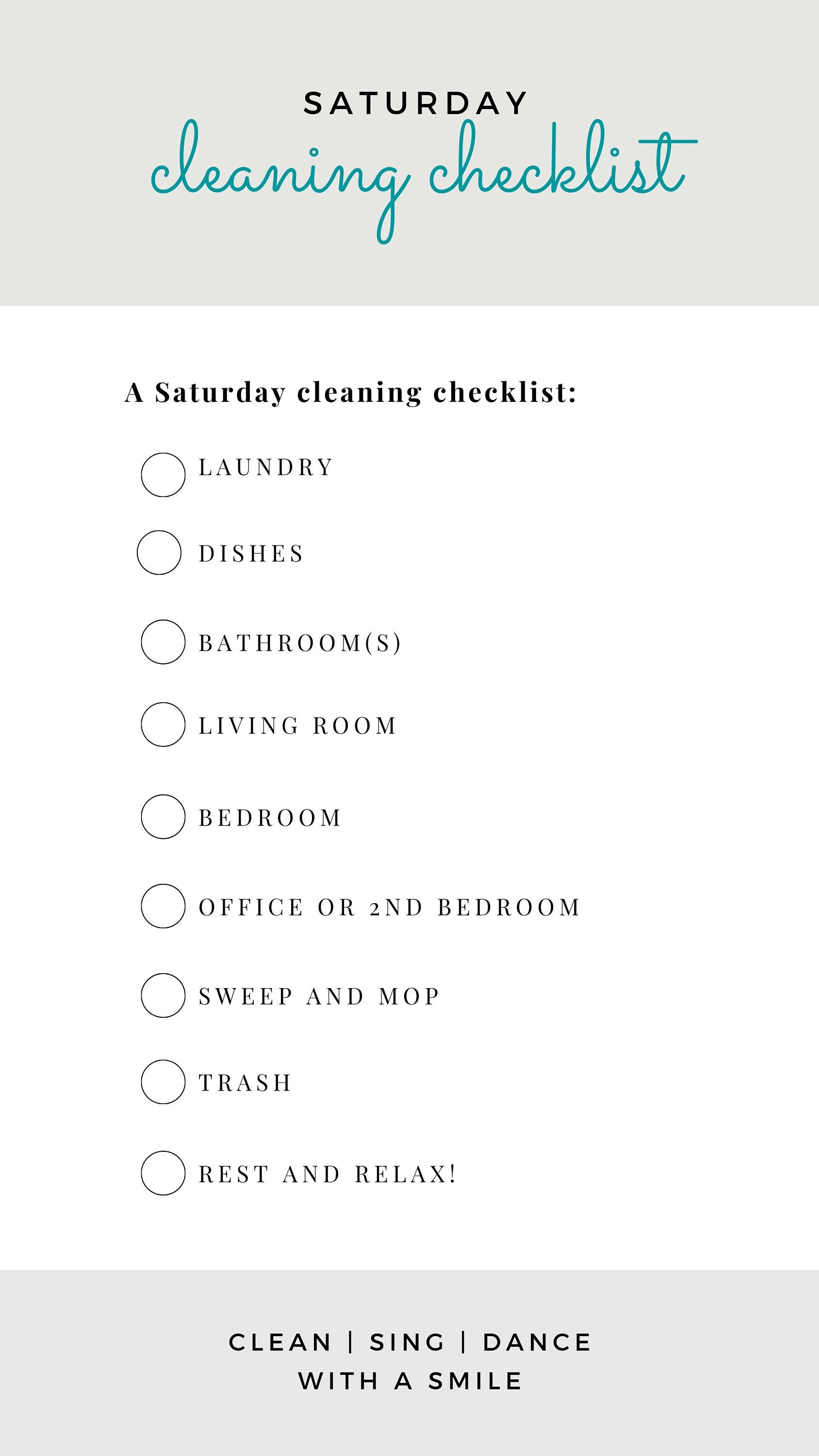 Saturday Cleaning Checklist (black/white) - Etsy