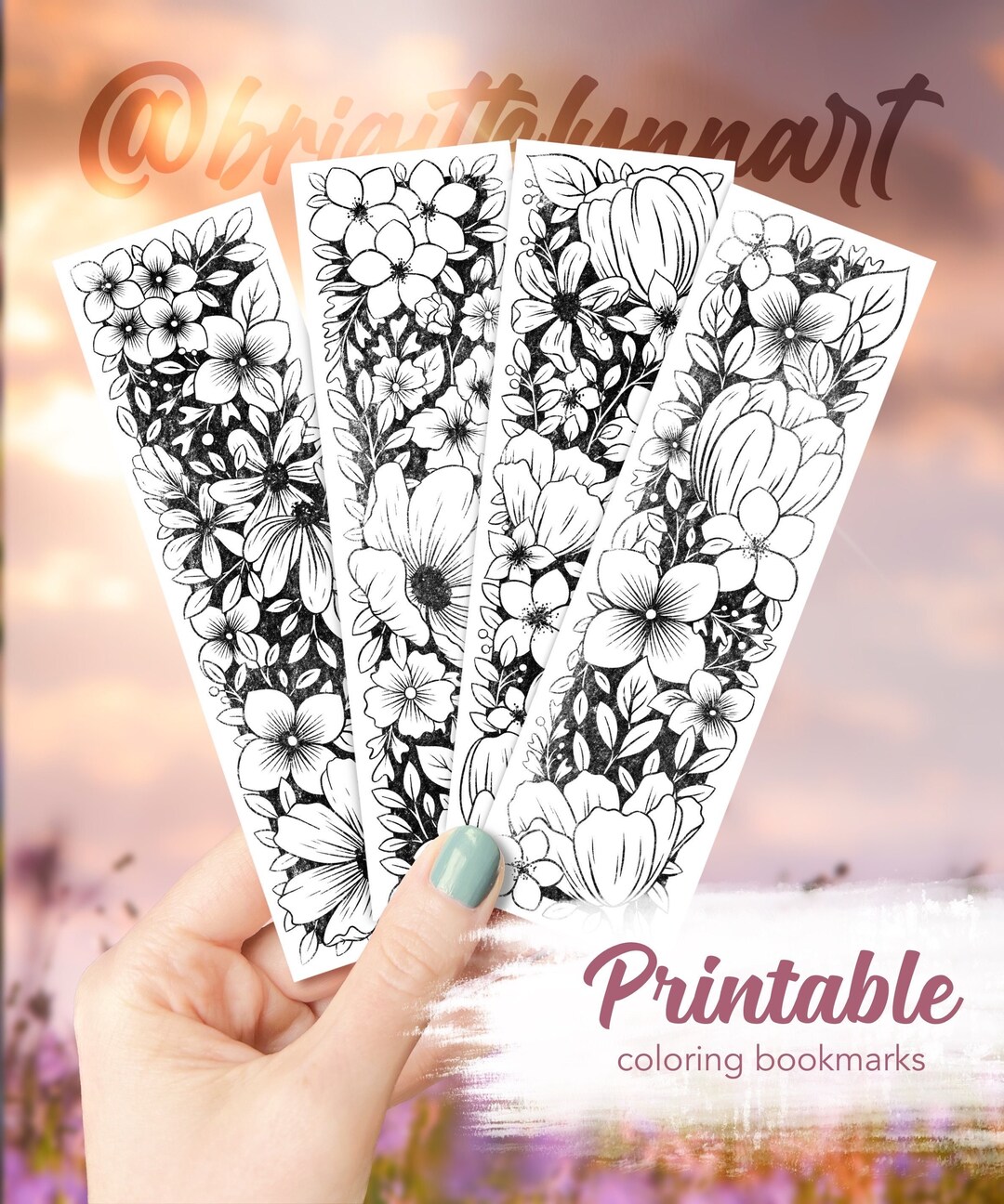 Floral Coloring Bookmarks: Linocut Style (digital Download) - Etsy
