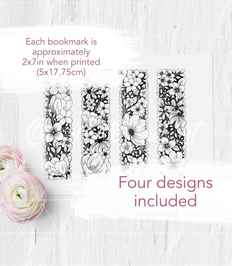 Floral Coloring Bookmarks: Linocut Style (digital Download) - Etsy
