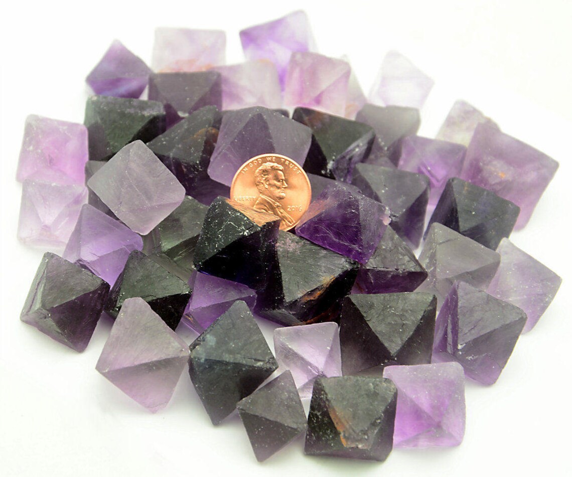 1 Lb PURPLE Fluorite Octahedron Crystals - LARGE - Bulk Lot ...