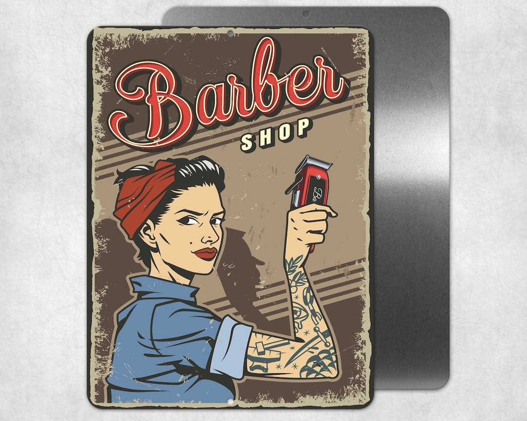 Vintage Barber Shop Sign, Retro Barber Shop Metal Sign, Salon Sign ...