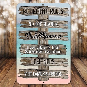 Retirement Rules-metal Metal Sign Retirement Gift - Etsy