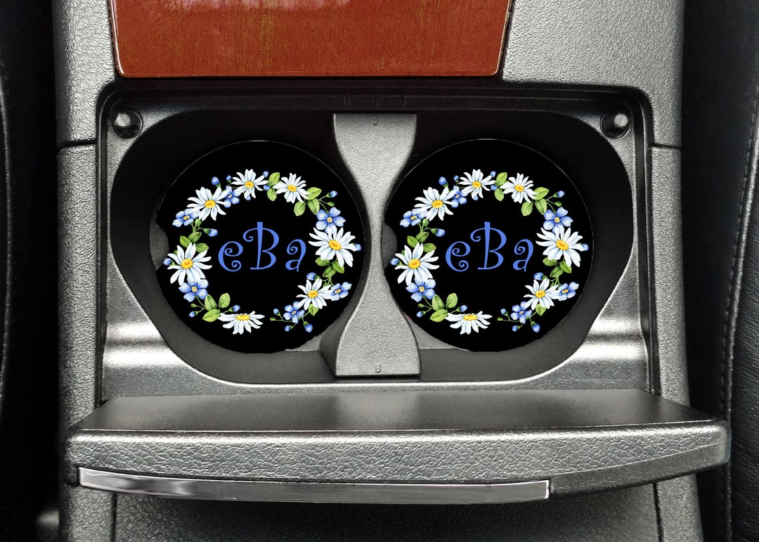 Car Coasters Set of 2/custom Car Coasters/monogram Car Coasters/floral ...