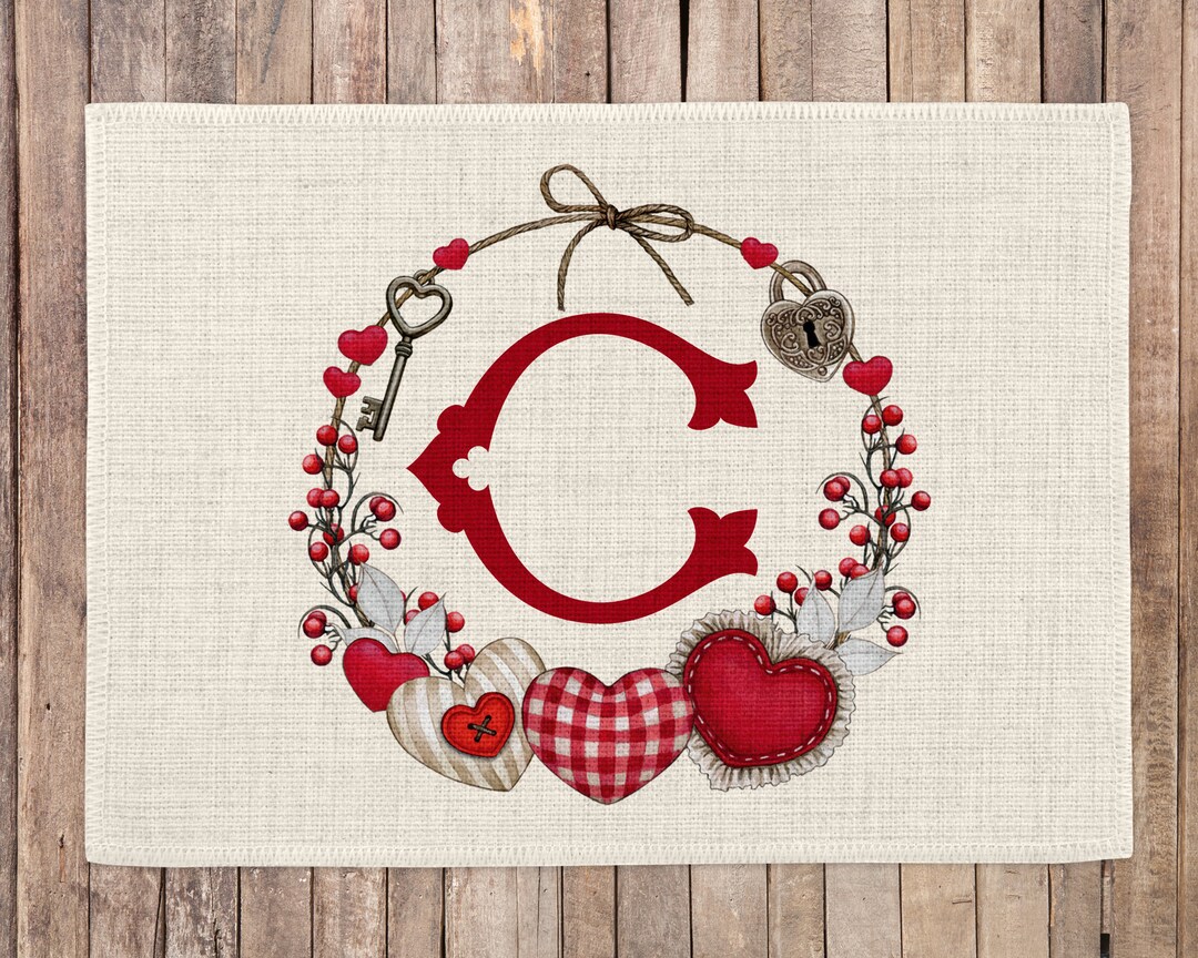 Valentines Day Linen Placemats, Valentines Day Wreath Placemats ...