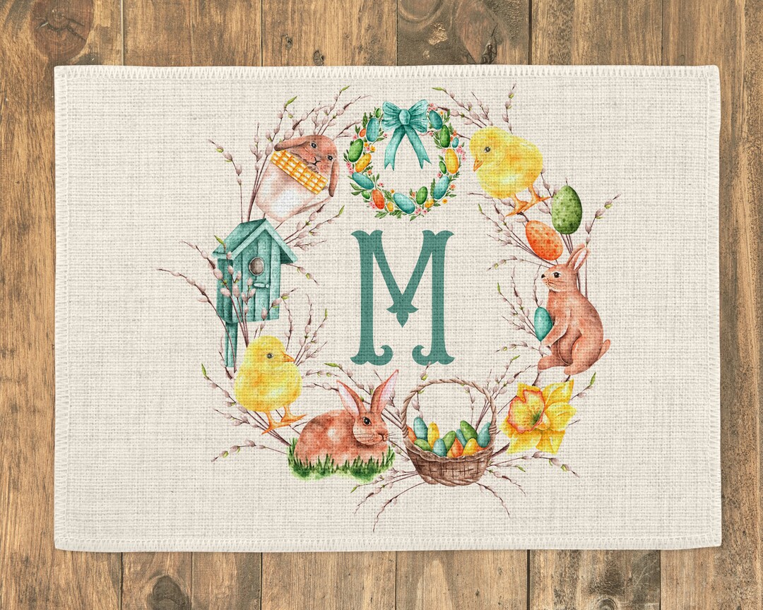 Personalized Easter Placemats, Monogram Easter Set of 4 Placemats ...
