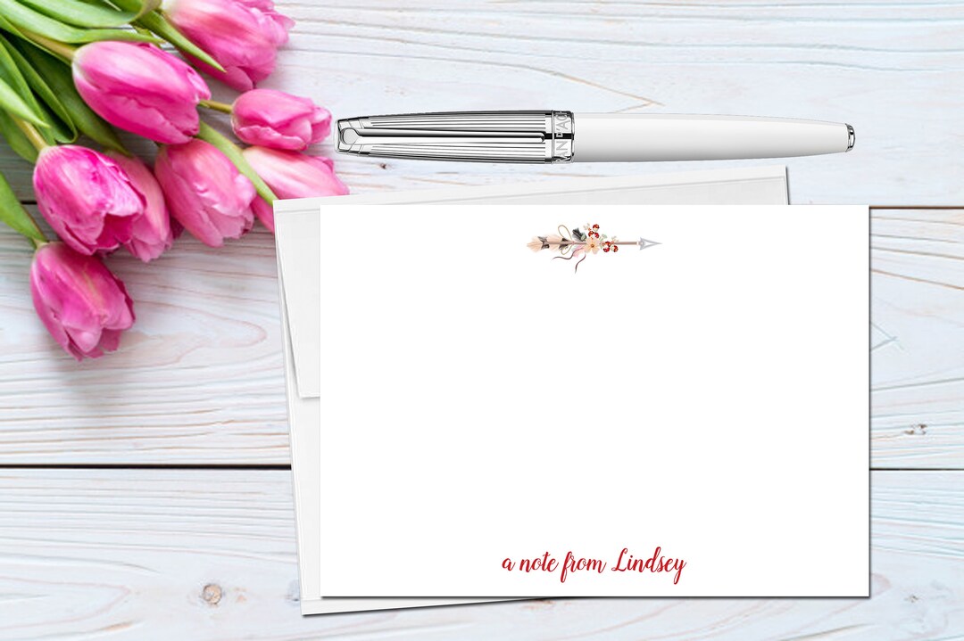 Tribal Note Cards | Floral Arrow Note Card | Custom Stationery | Thank ...