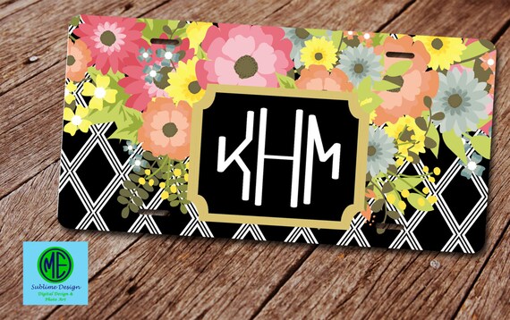 Monogram License Plate. License Plate Frame. Custom License | Etsy