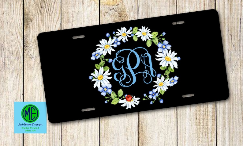 Daisy License Plate, Monogram License Plate, Licence Plate Frame ...