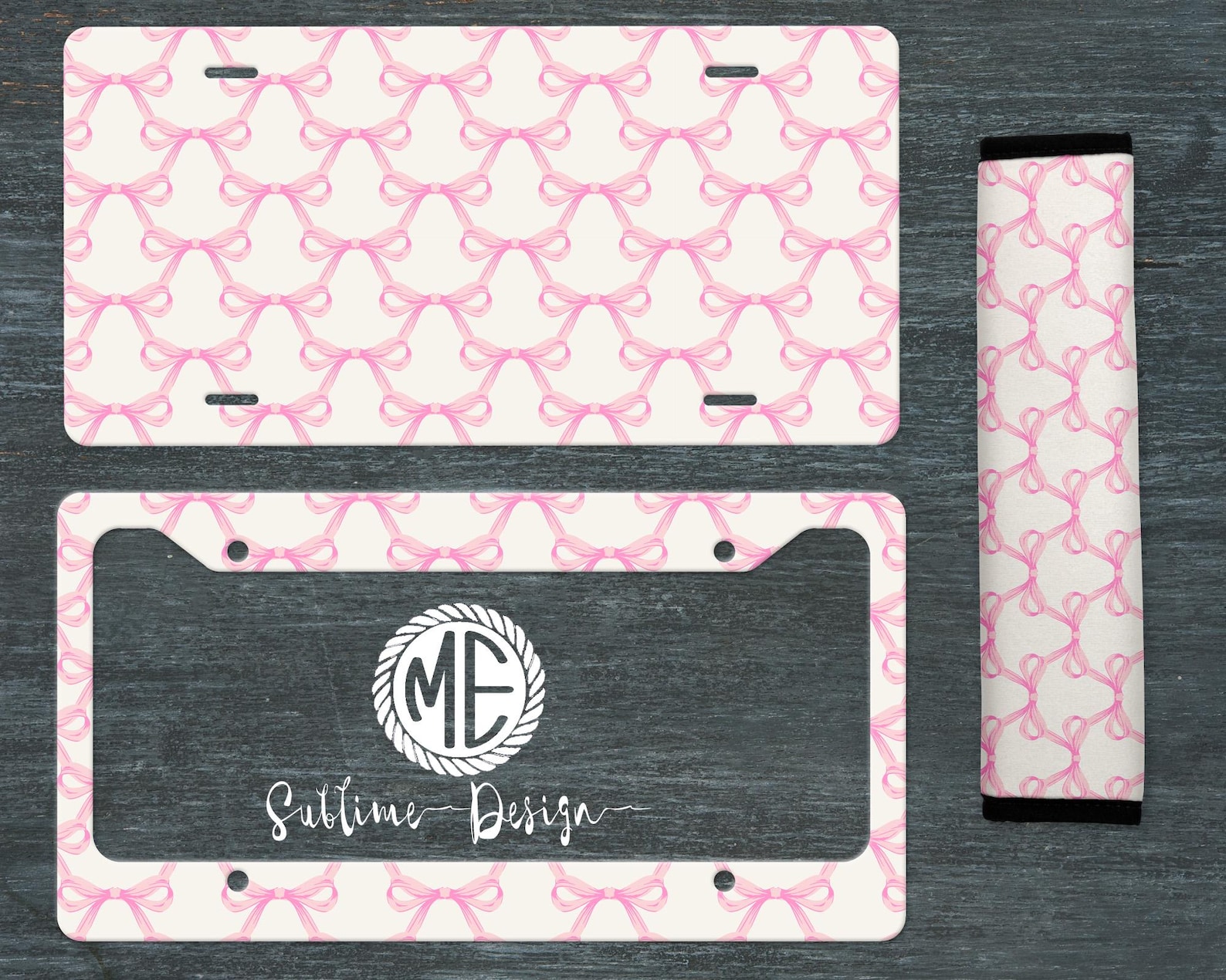 Pink Bow Custom License Plate - Chic Pink Bow License Plate Frame ...