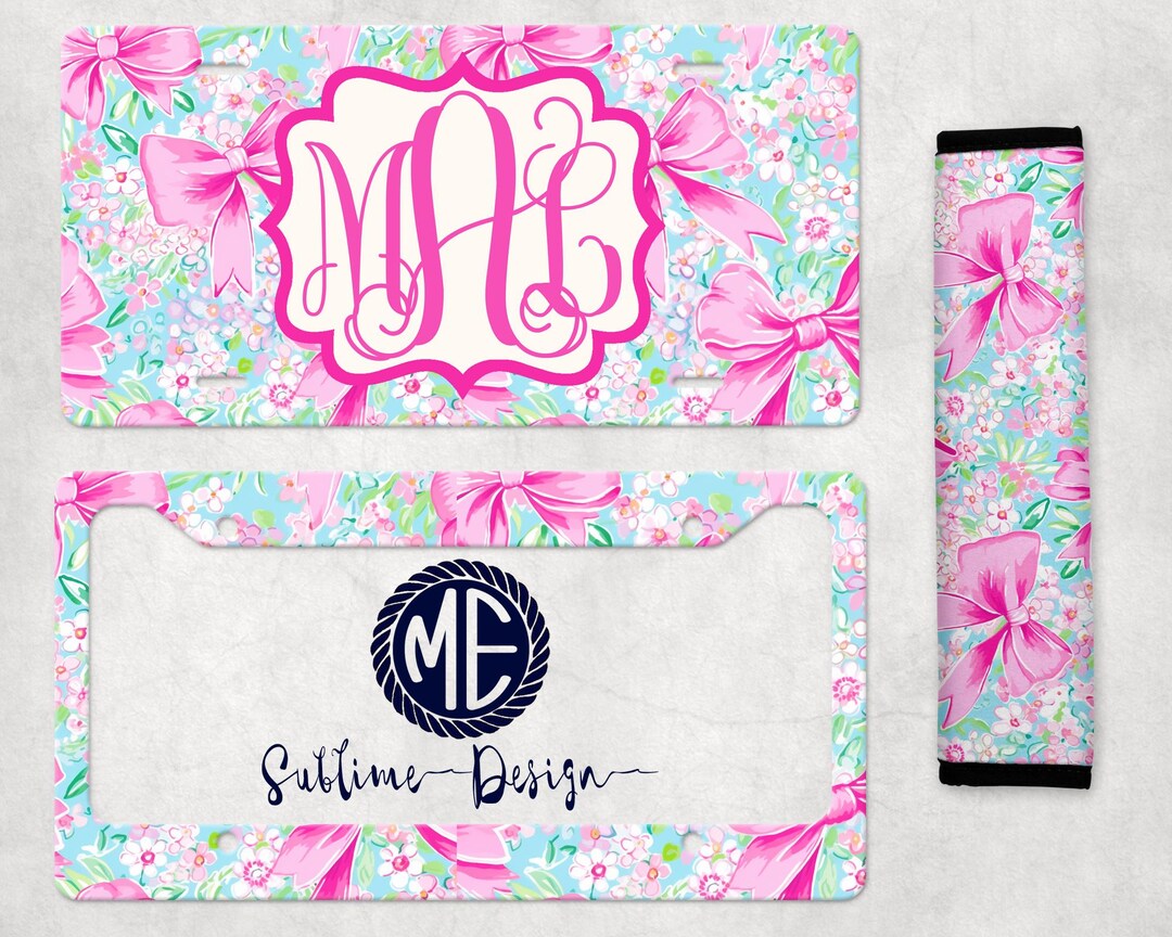 Pink Bow Custom License Plate - Chic Pink Bow License Plate Frame ...