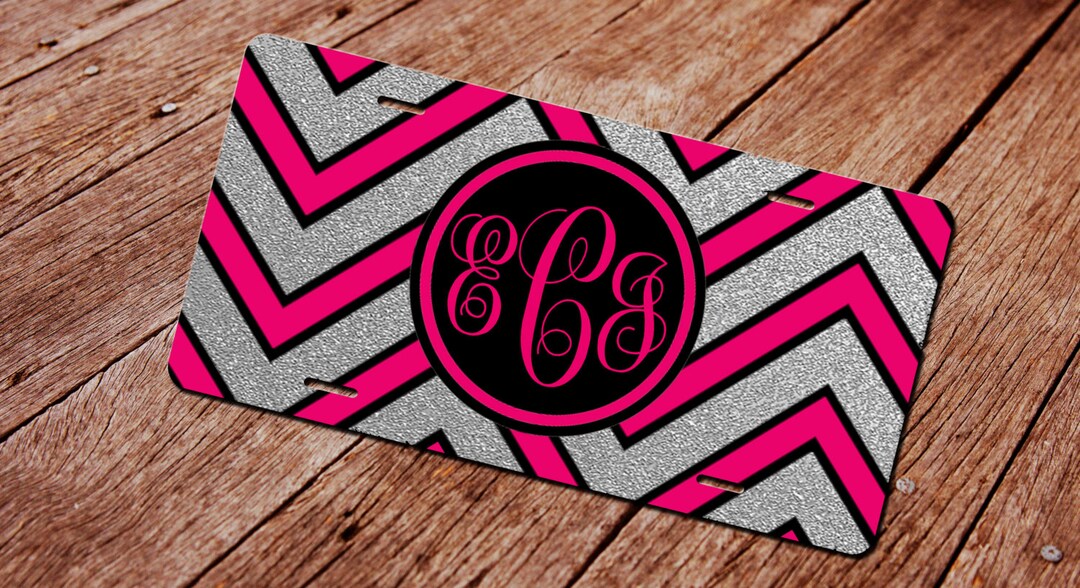 Glitter Monogram License Plate. Chevron License Plate. Custom/ - Etsy