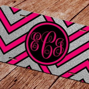 Glitter Monogram License Plate. Chevron License Plate. Custom/ - Etsy