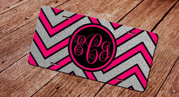 Glitter Monogram License Plate. Chevron License Plate. Custom/ | Etsy