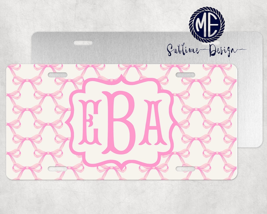 Pink Bow Custom License Plate - Chic Pink Bow License Plate Frame ...