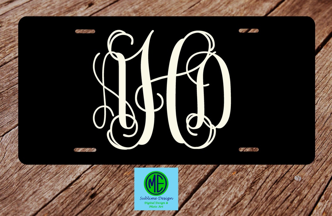 Monogram License Plate, License Plate Frame, Personalized Car Tag ...