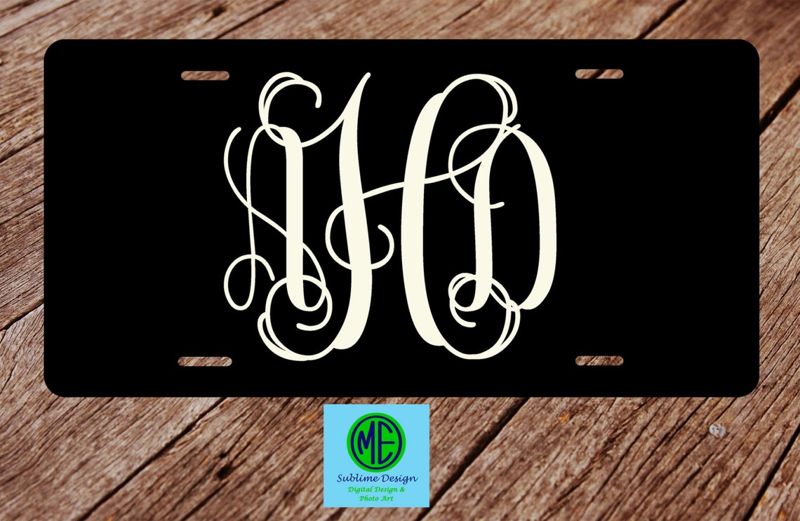 Monogram License Plate License Plate Frame Personalized Car - Etsy