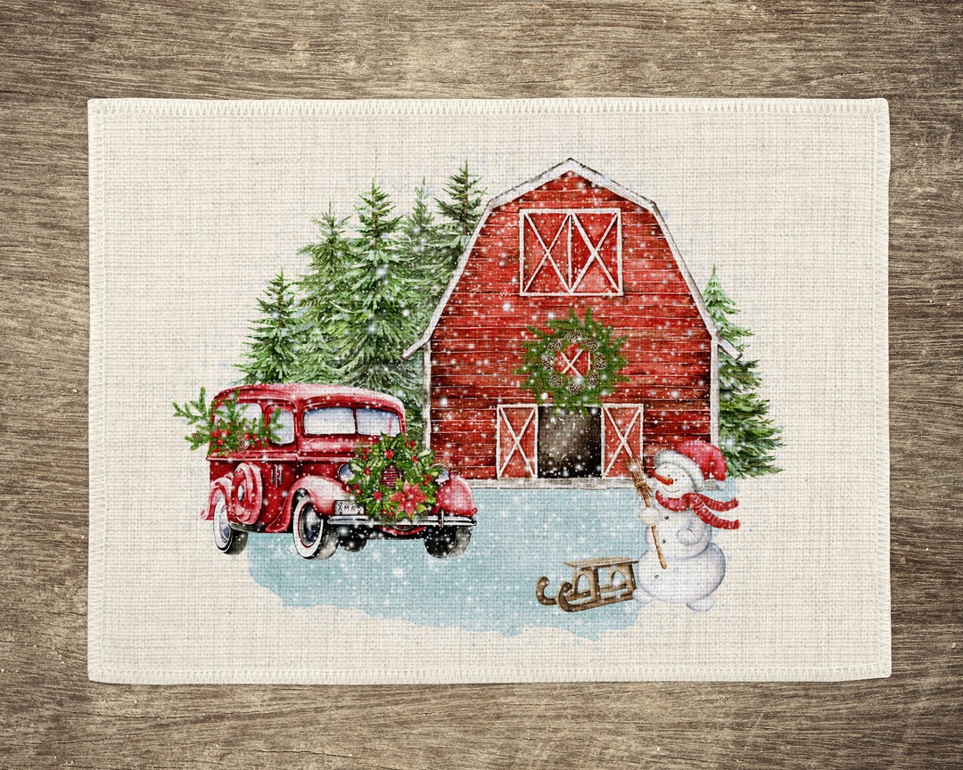 Holiday Placemat-set of 4 Winter Placemats-christmas Tree Placemats ...
