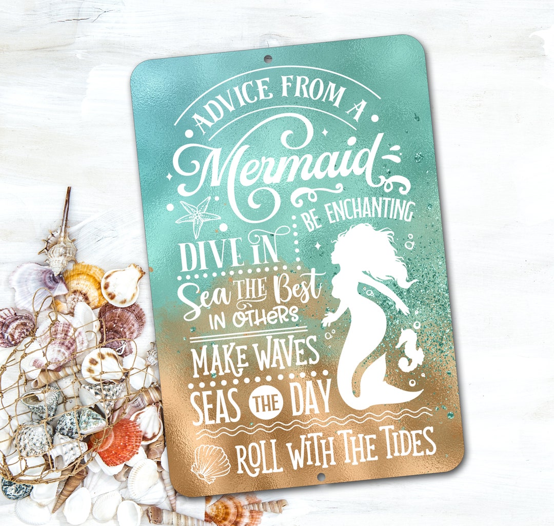 Advise From A Mermaid Metal Sign, Mermaid Sign, Nautical Decor, Mermaid ...