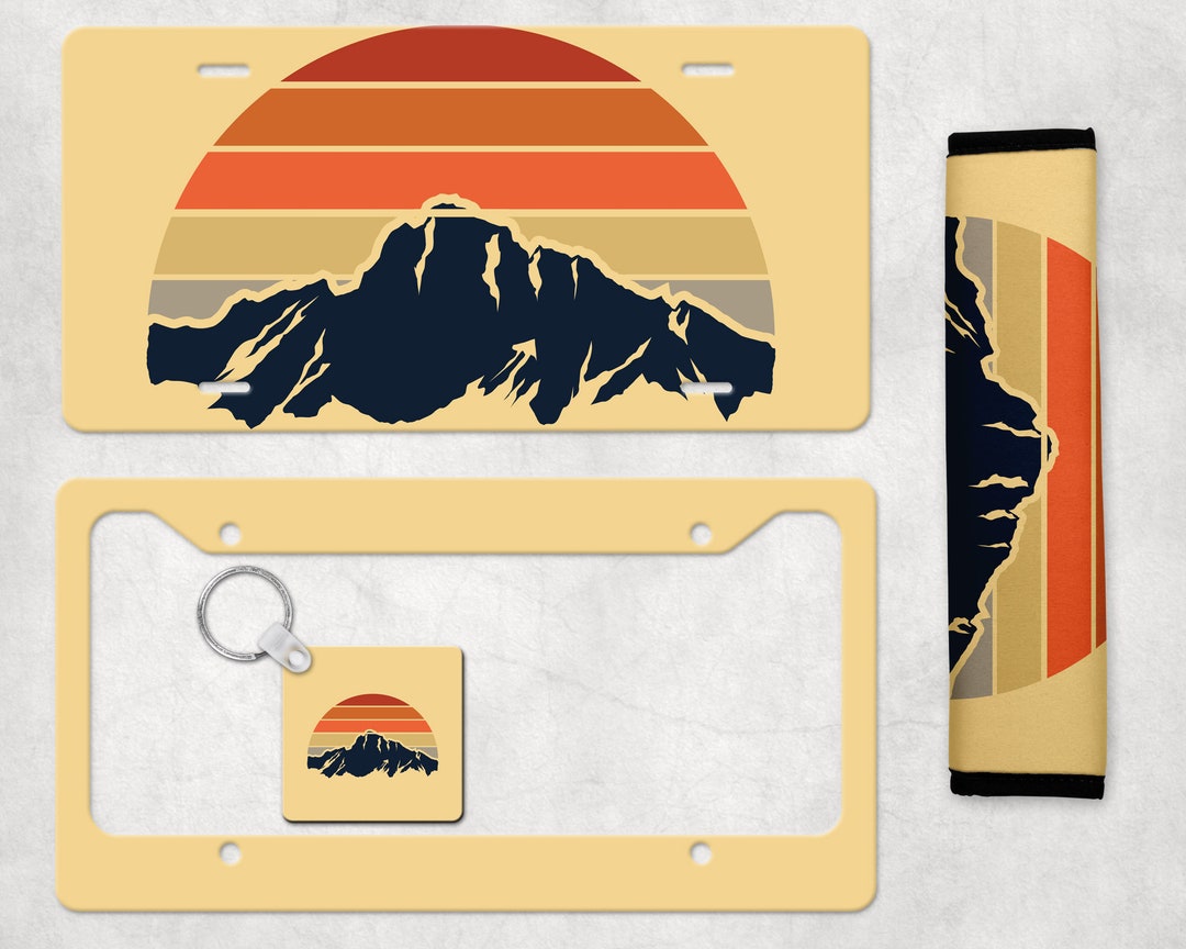 Retro Sunset License Plate, Sunset Mountain License Plate, Retro Sunset ...