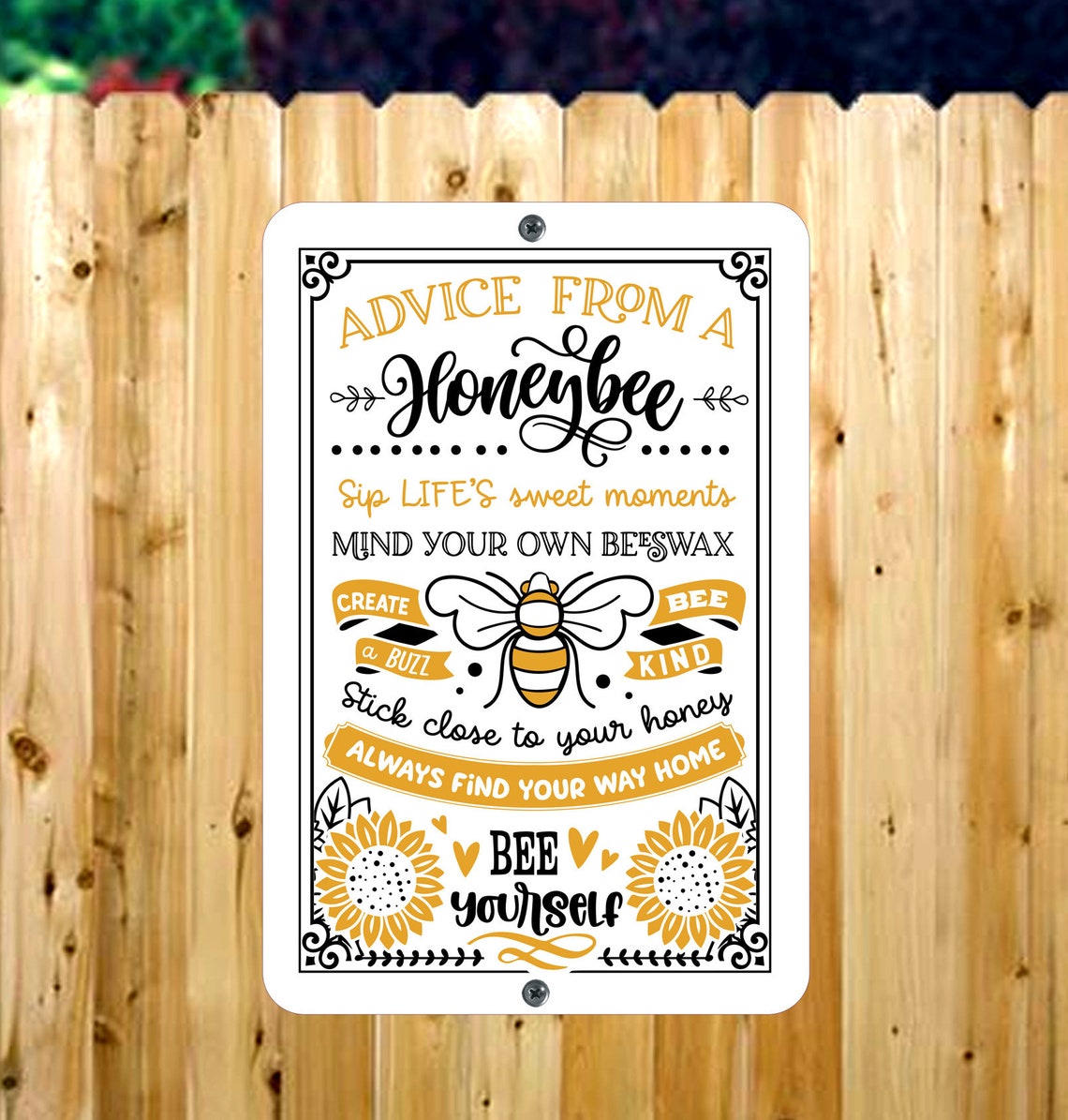 Advise From A Bee Metal Sign, Honey Bee Sign, Bee Keeper Sign, Bee ...