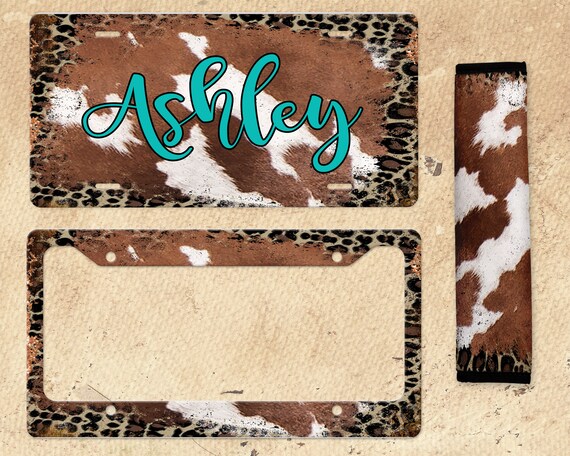 Watercolor Cow Print License Plate Custom License Plate - Etsy
