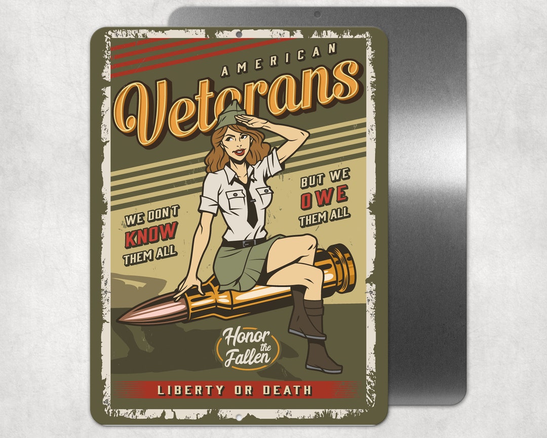 Retro Veterans Metal Sign, Vintage Inspired Metal Army Sign, Man Cave ...
