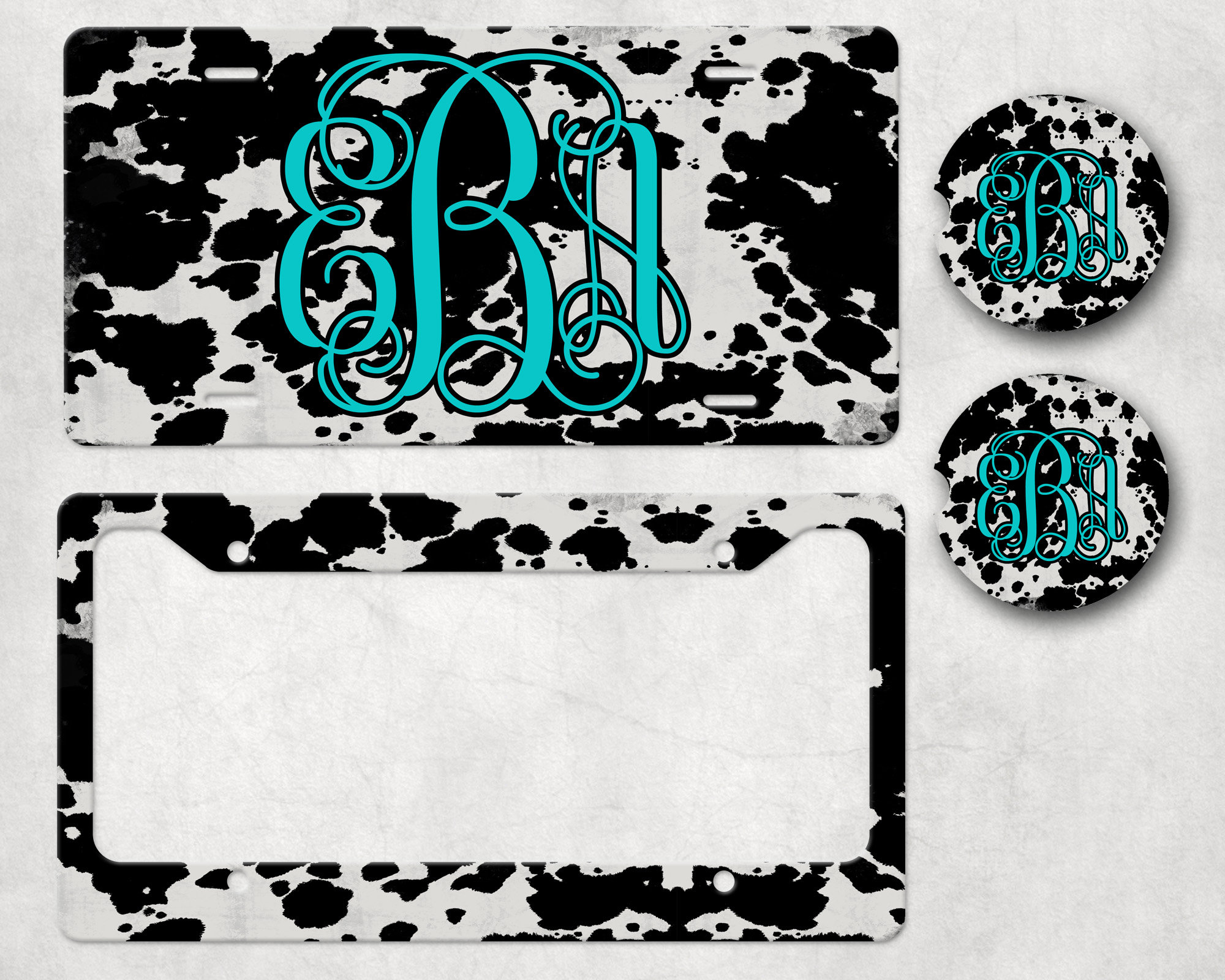 Watercolor Black Cow Print License Plate Custom License - Etsy