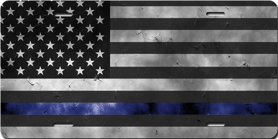 Blue Line License Plate. Thin Blue Line American Flag License | Etsy