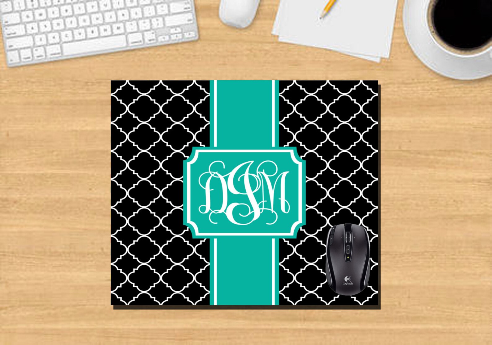 Custom Mouse Pad. Monogram Mouse Pad. Quartrefoil Mouse Pad. Custom ...