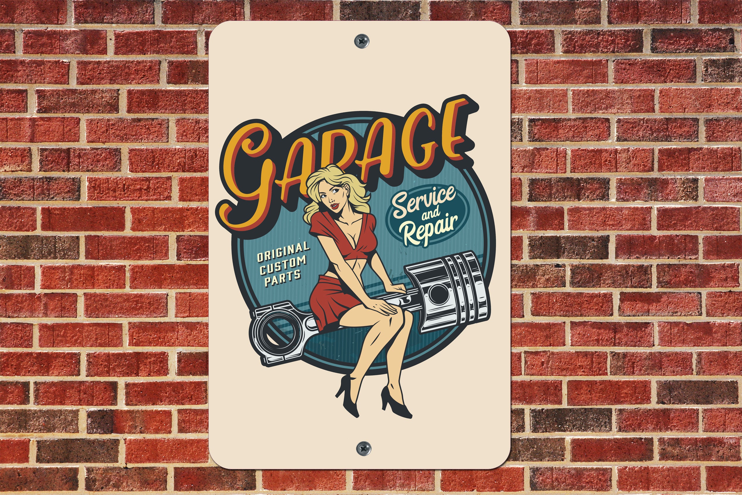 Vintage Garage Shop Sign, Retro Motorcycle Garage Shop Metal Sign ...