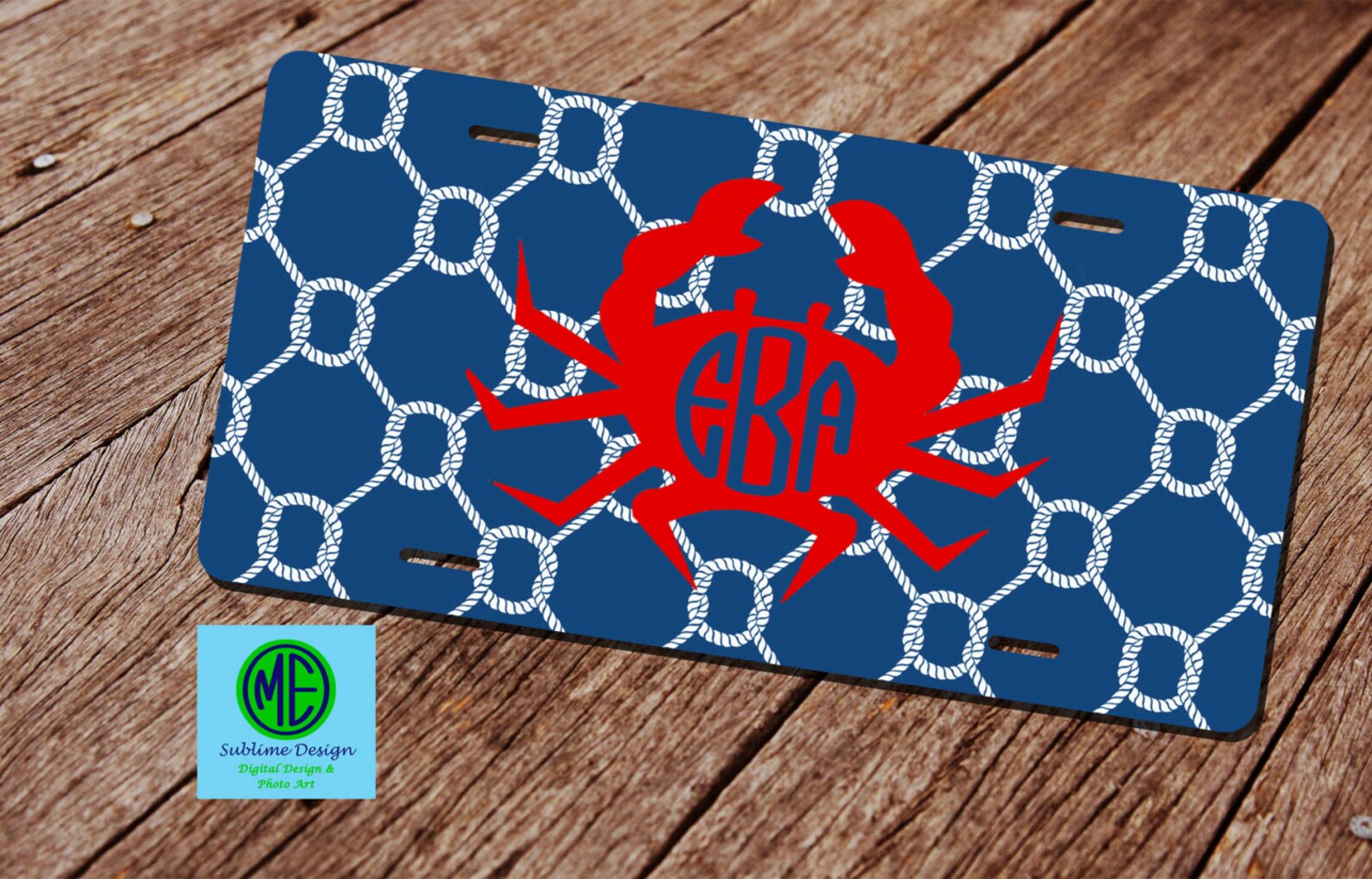 Crab Monogram License Plate. Monogram Car Tag. License Plate. - Etsy