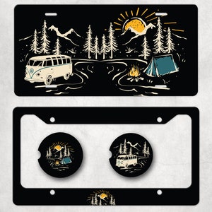 Camping License Plate, Hippie Van Front Car Tag, Retro License Plate ...
