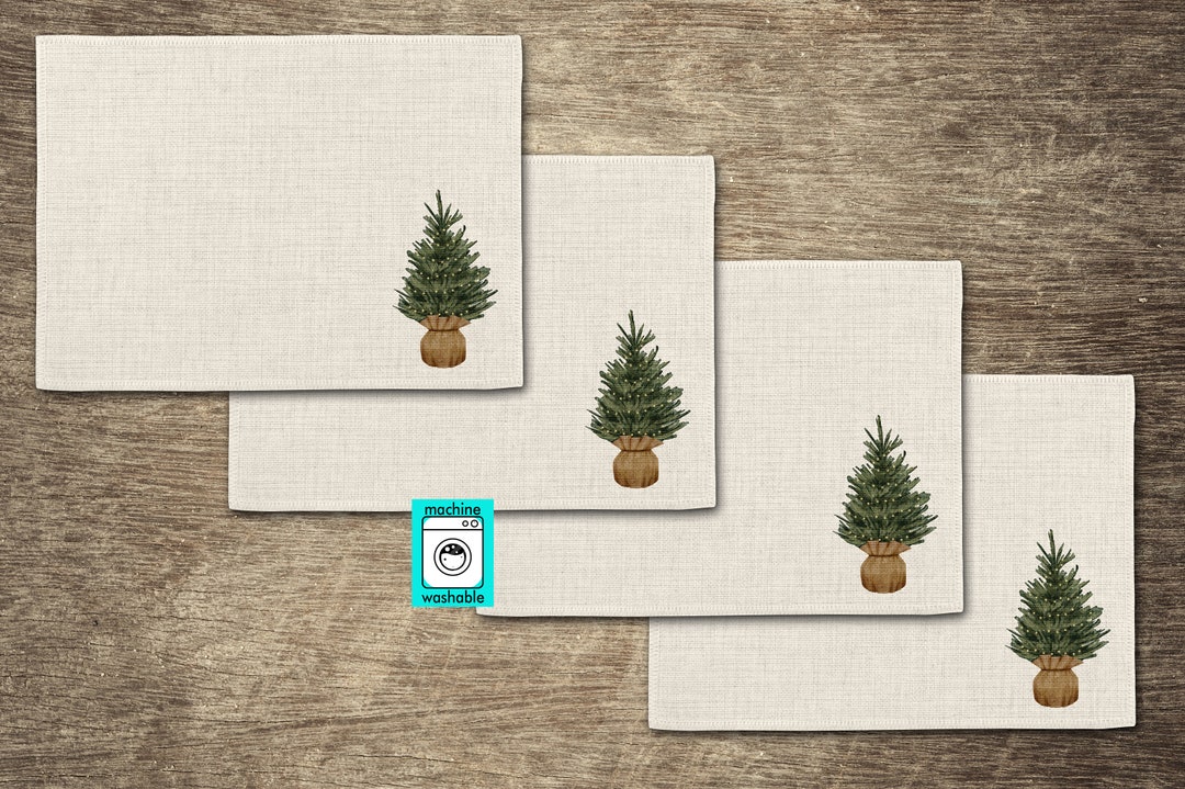Holiday Placemat-set of 4 Winter Placemats-christmas Tree Placemats ...