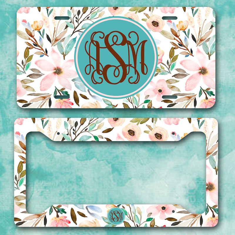 Floral License Plate - Etsy