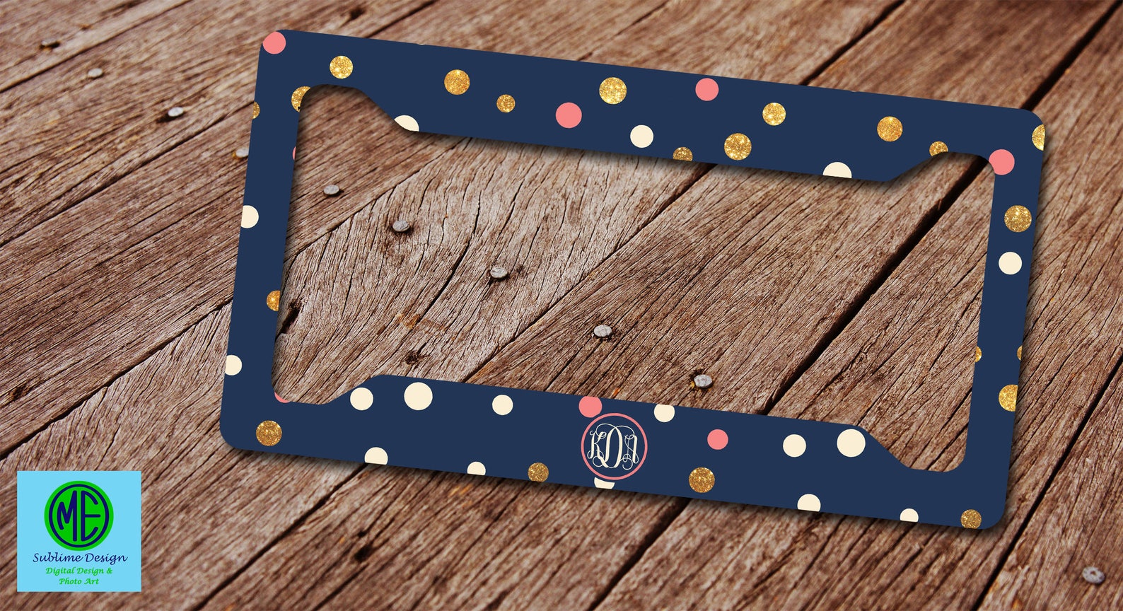 Monogram License Plate. License Plate Frame. Front Plate Blue - Etsy